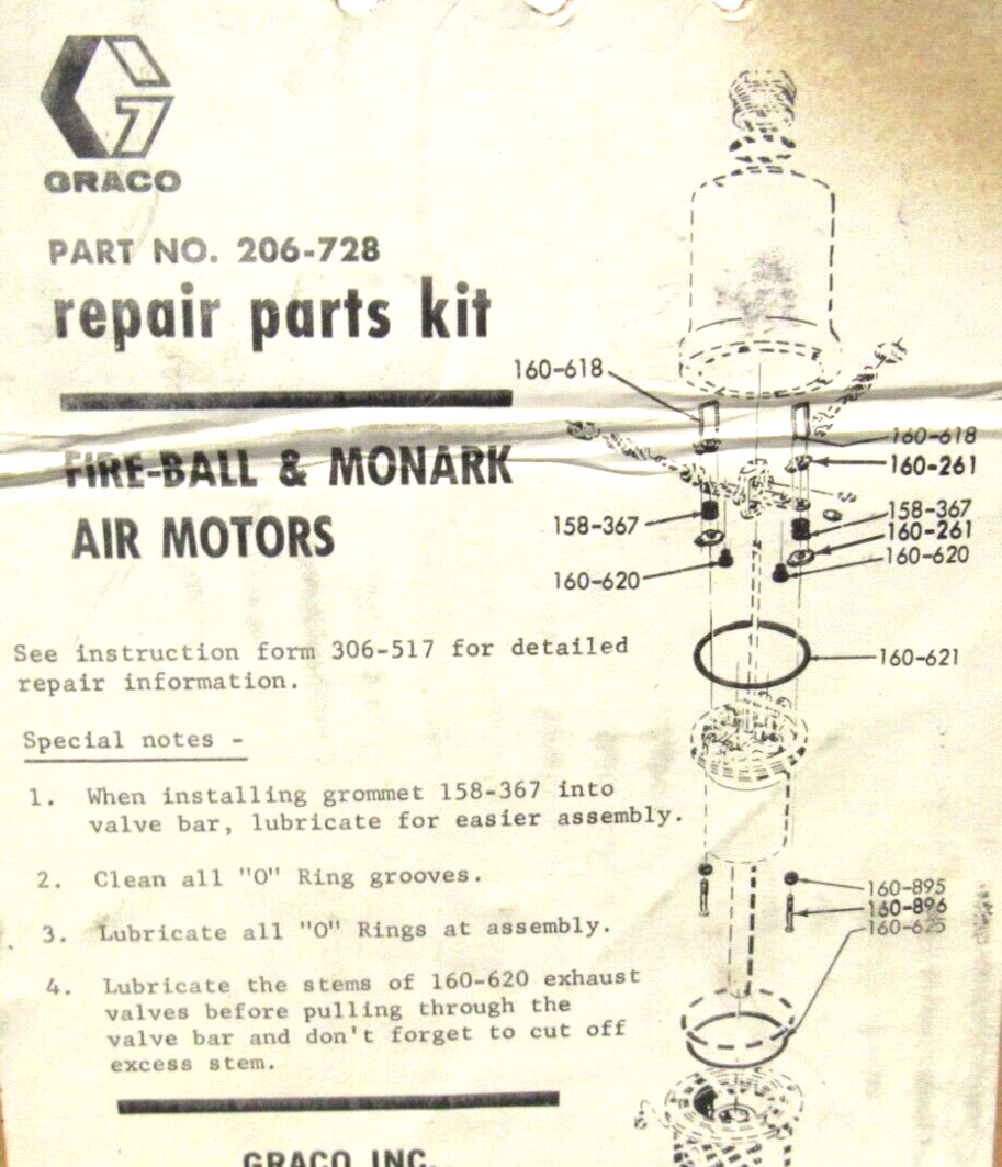 NEW GRACO 206-728 REPAIR KIT 206728 - SB Industrial Supply, Inc.