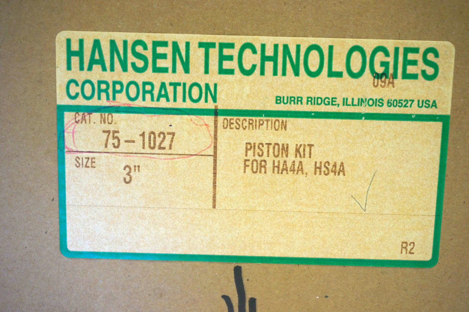 NEW HANSEN TECHNOLOGIES 75-1027 PISTON KIT FOR HA4A 3" 751027 - SB ...