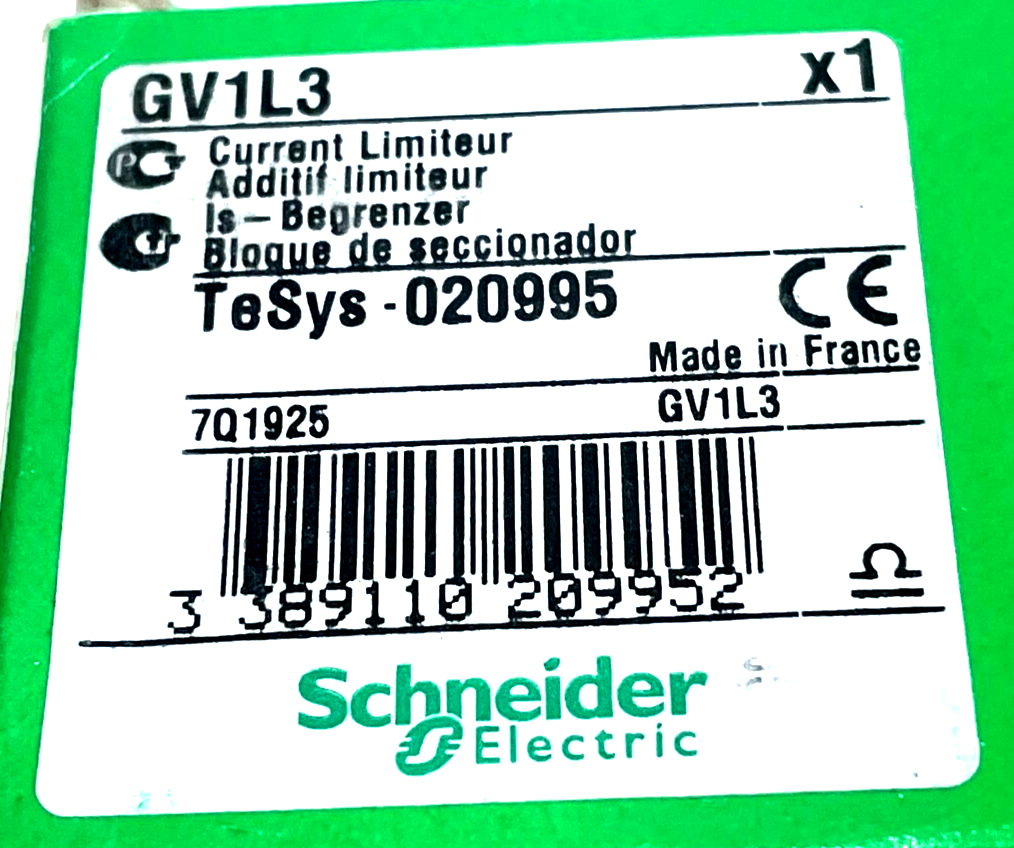 NEW SCHNEIDER ELECTRIC GV1L3 CURRENT LIMITER MODULE - SB Industrial ...