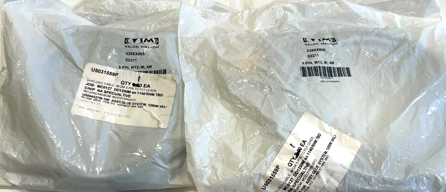NEW VALCO MELTON 029XX805 SHIELDED CABLE M12M 5-PIN LOT OF 6 - SB ...