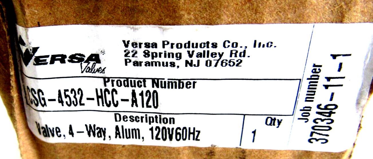 NEW VERSA CSG-4532-HCC-A120 SOLENOID VALVE 4 WAY 120V 60HZ ...