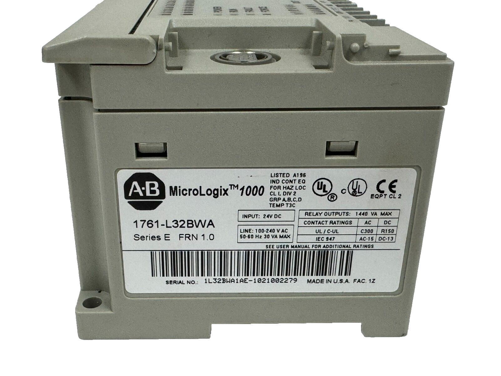 USED ALLEN BRADLEY 1761-L32BWA MICROLOGIX 1000 SER. E FRN: 1.0 - SB ...