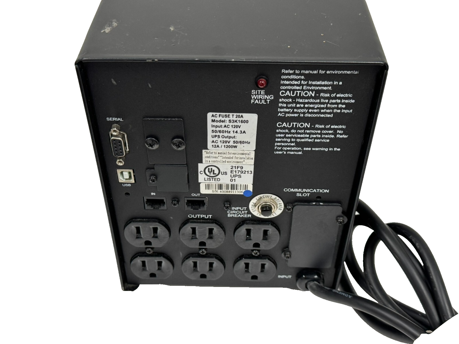 USED EMERSON SOLA S3K1600 UNINTERRUPTIBLE POWER SUPPLY 1600VA 120VAC 50 ...
