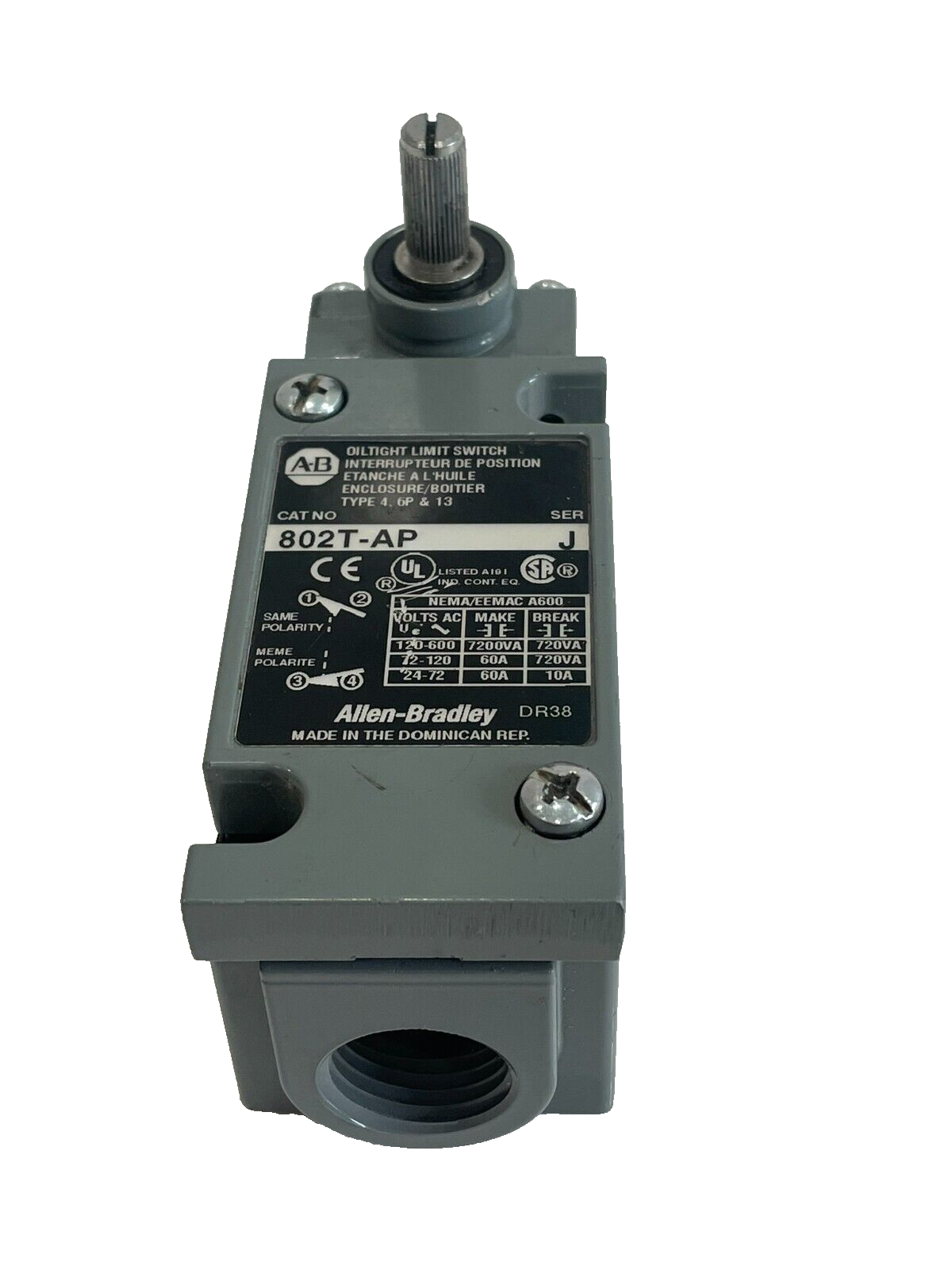 ALLEN BRADLEY 802T-AP OILTIGHT LIMIT SWITCH SERIES J 802TAP NEW ...
