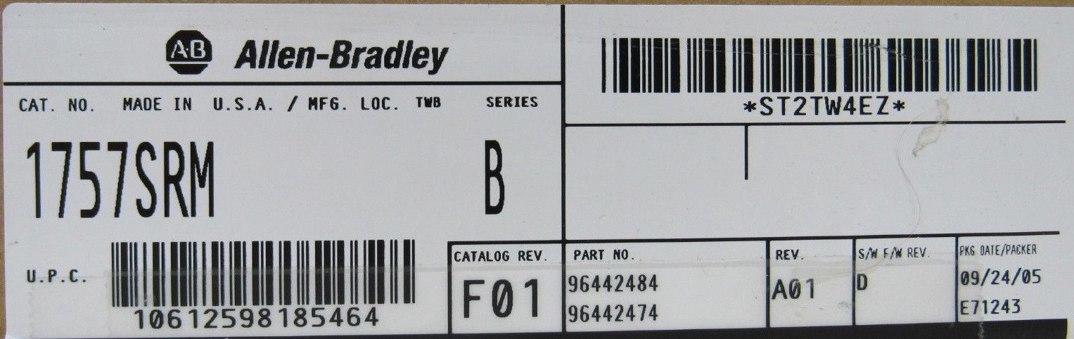NEW ALLEN BRADLEY 1757-SRM CONTROLLOGIX REDUNDACY MODULE SER B 1757SRM ...