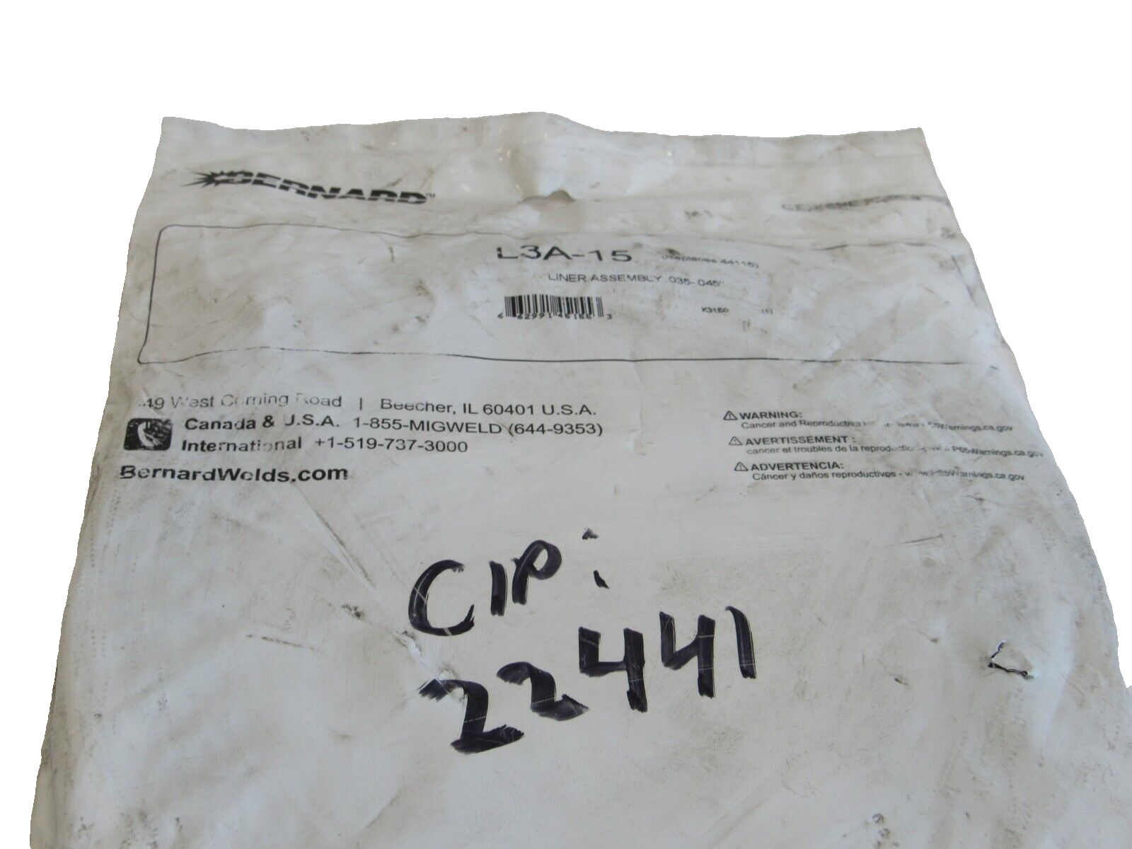 NEW BERNARD L3A-15 LINER ASSEMBLY 035-045" L3A15 - SB Industrial Supply ...