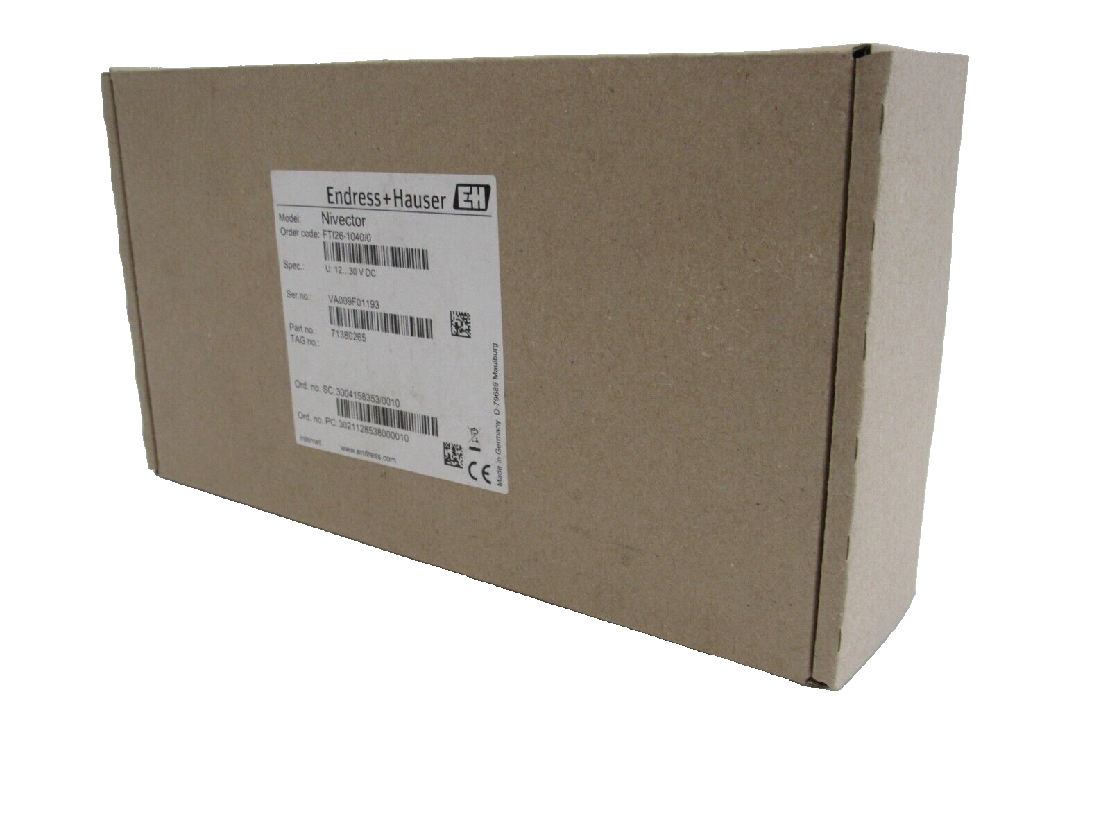 NEW ENDRESS+HAUSER FTI26-1040/0 NIVECTOR SENSOR 71380265 FTI2610400 ...