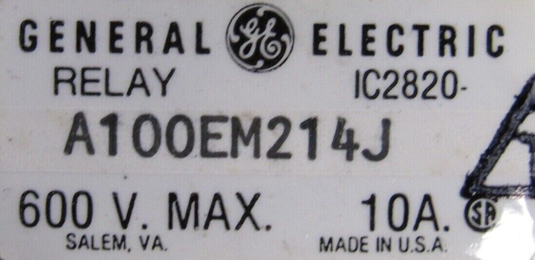 NEW GENERAL ELECTRIC A100EM214J RELAY 600V 10A 22D13G7A 125/160VDC - SB ...