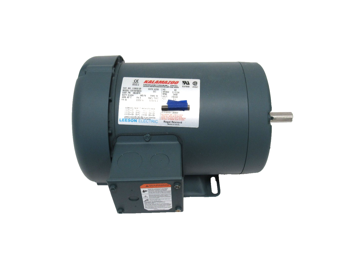 NEW LEESON C6T34FB62A MOTOR 3HP 230/460V 3450RPM 119853.00 - SB ...