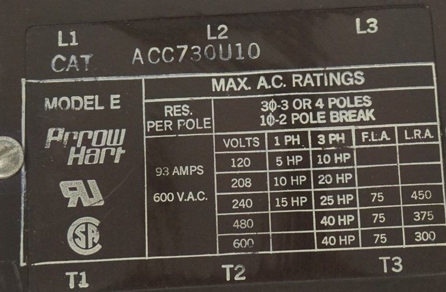 NEW ARROW HART ACC730U10 MODEL E MAGNETIC CONTACTOR - SB Industrial ...