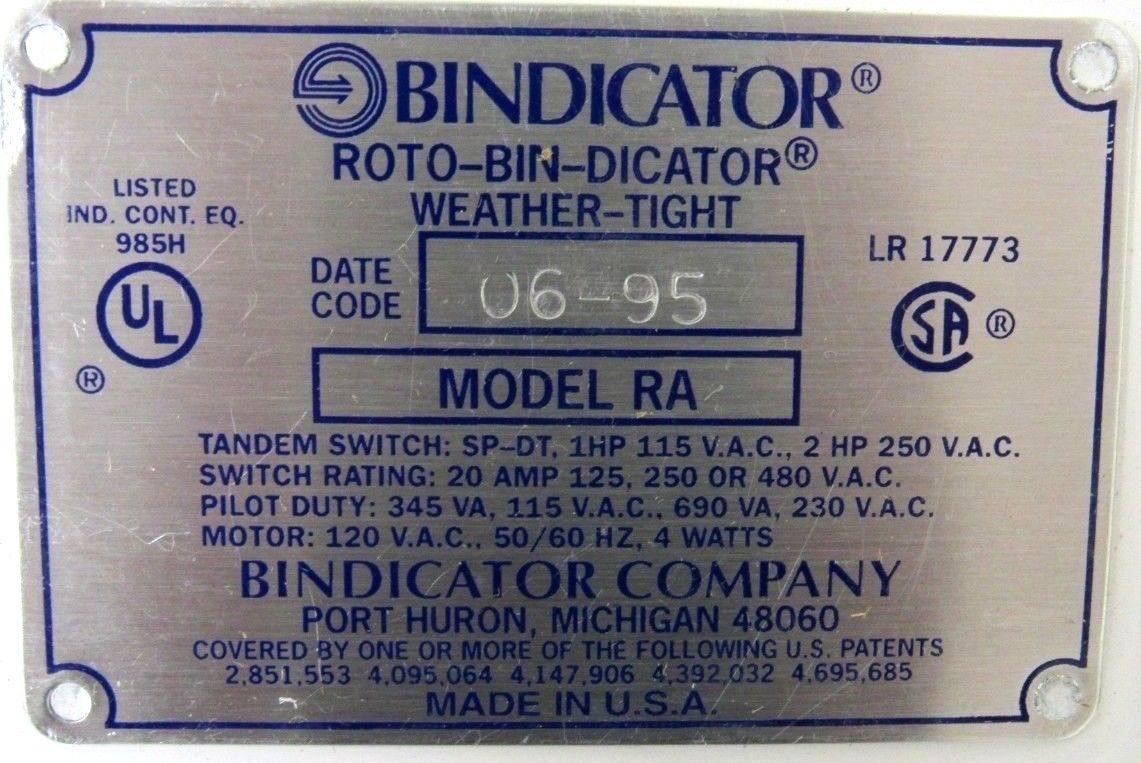 NEW BINDICATOR RA-7 ROTO-BIN-DICATOR RA7 - SB Industrial Supply, Inc.