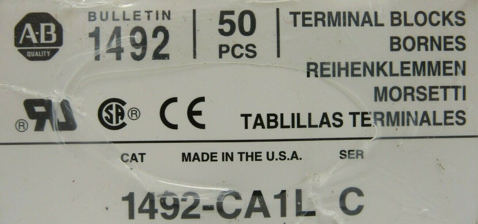 NEW BOX OF 50 ALLEN BRADLEY 1492-CA1L TERMINAL BLOCKS SER C 1492CA1L ...