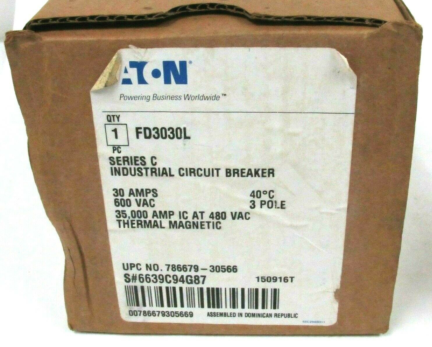 NEW EATON FD3030L SER. C CIRCUIT BREAKER - SB Industrial Supply, Inc.