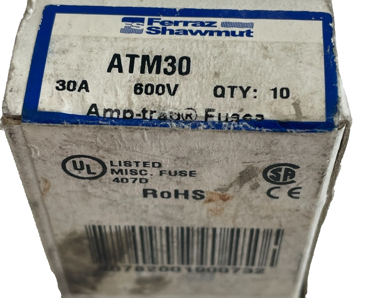 NEW FERRAZ SHAWMUT ATM30 FUSES 30AMP LOT OF 10 - SB Industrial Supply, Inc.