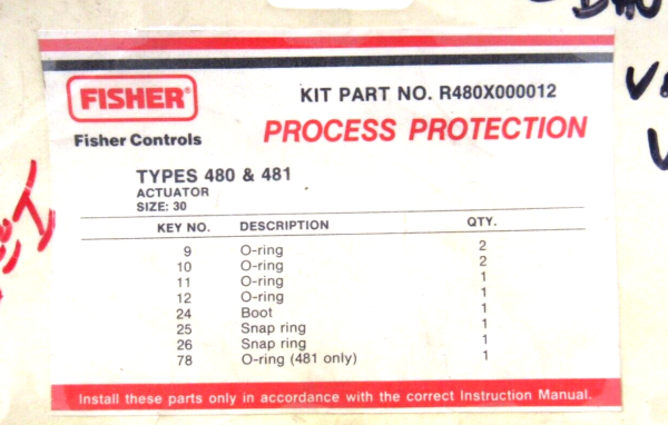 NEW FISHER R480X000012 ACTUATOR REPAIR KIT - SB Industrial Supply, Inc.