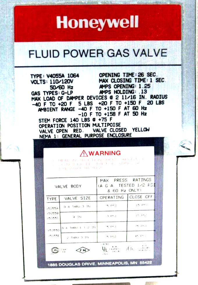 NEW HONEYWELL V4055A-1064 FLUID POWER ACTUATOR V4055A1064 - SB ...