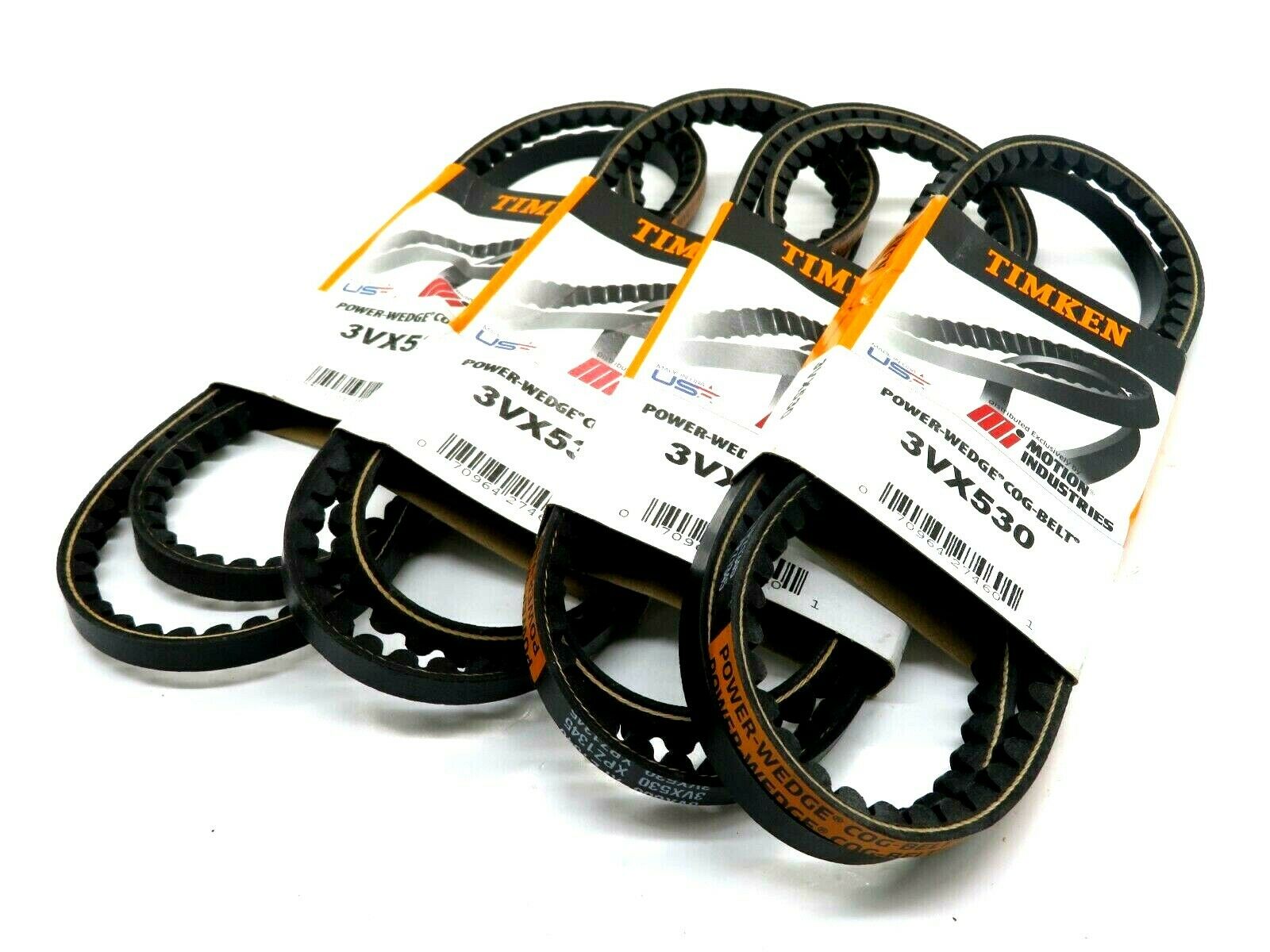 NEW LOT OF 4 TIMKEN 3VX530 POWER-WEDGE COG BELT - SB Industrial Supply ...