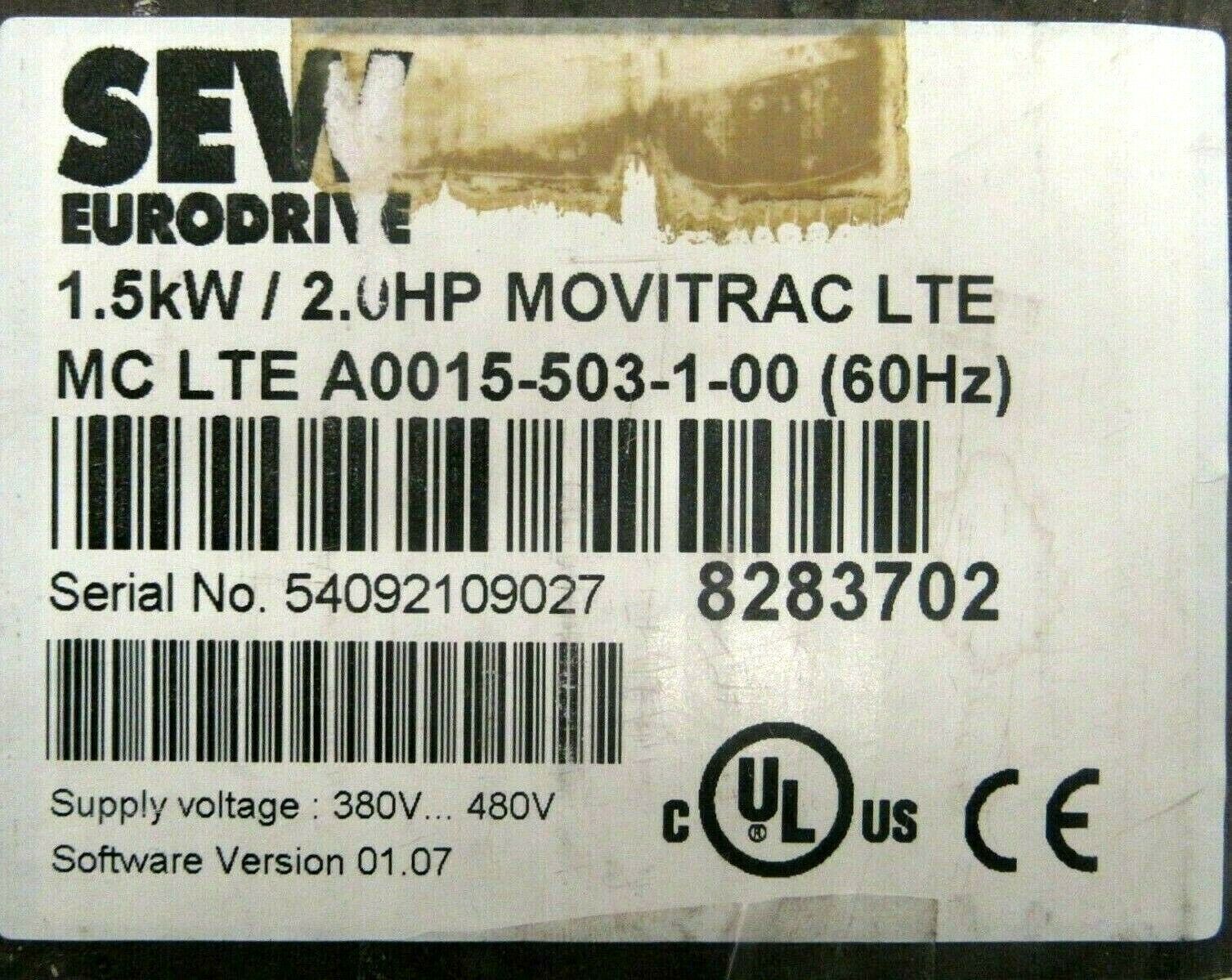 NEW SEW EURODRIVE MC-LTE-A0015-503-1-00 DRIVE 2HP 8283702 ...