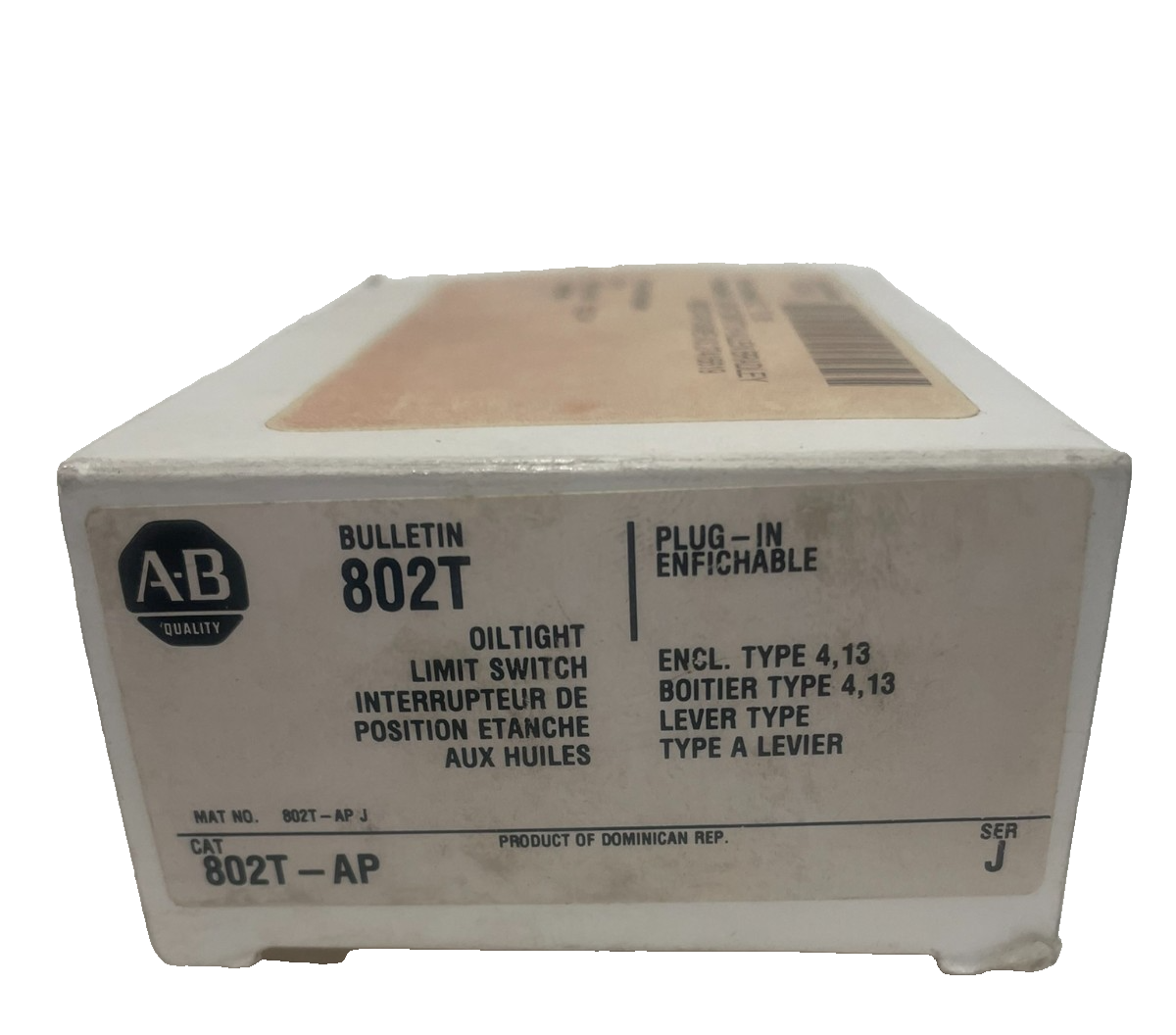 ALLEN BRADLEY 802T-AP LIMIT SWITCH SER. J 802TAP NEW, SURPLUS - SB ...