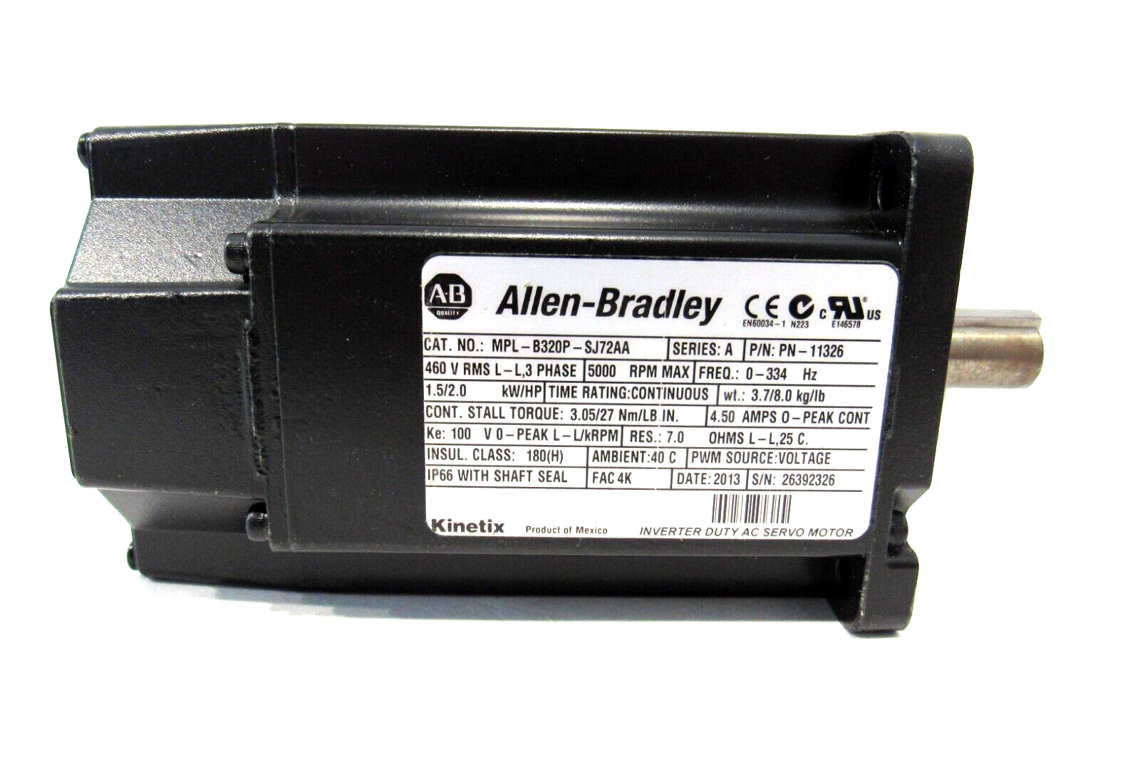 ALLEN BRADLEY MPL-B320P-SJ72AA SERVO MOTOR SER.A MPLB320PSJ72AA NEW ...