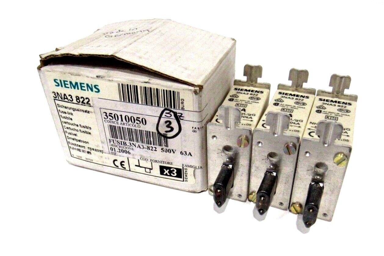 BOX OF 3 NEW SIEMENS 3NA3-822 FUSE LINK 3NA3822 - SB Industrial Supply ...