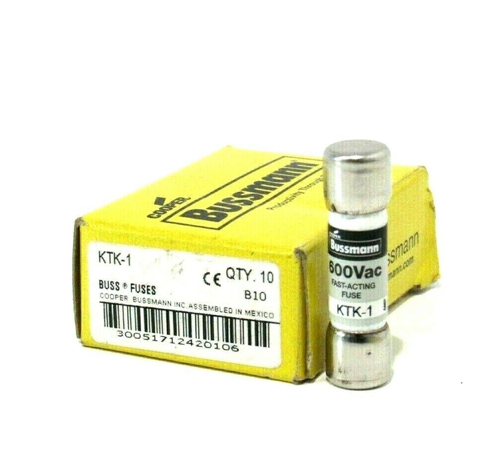 LOT OF 10 NEW BUSSMANN KTK-1 FUSES KTK1 - SB Industrial Supply, Inc.