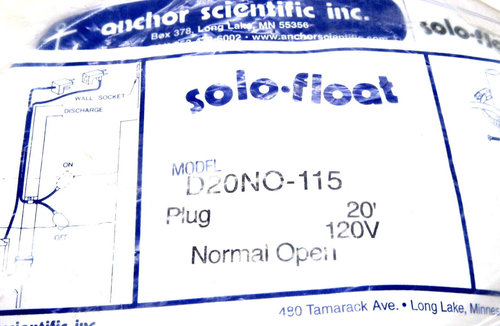 NEW ANCHOR SCIENTIFIC D20NO-115 SOLO-FLOAT FLOAT SWITCH D20NO115 - SB ...