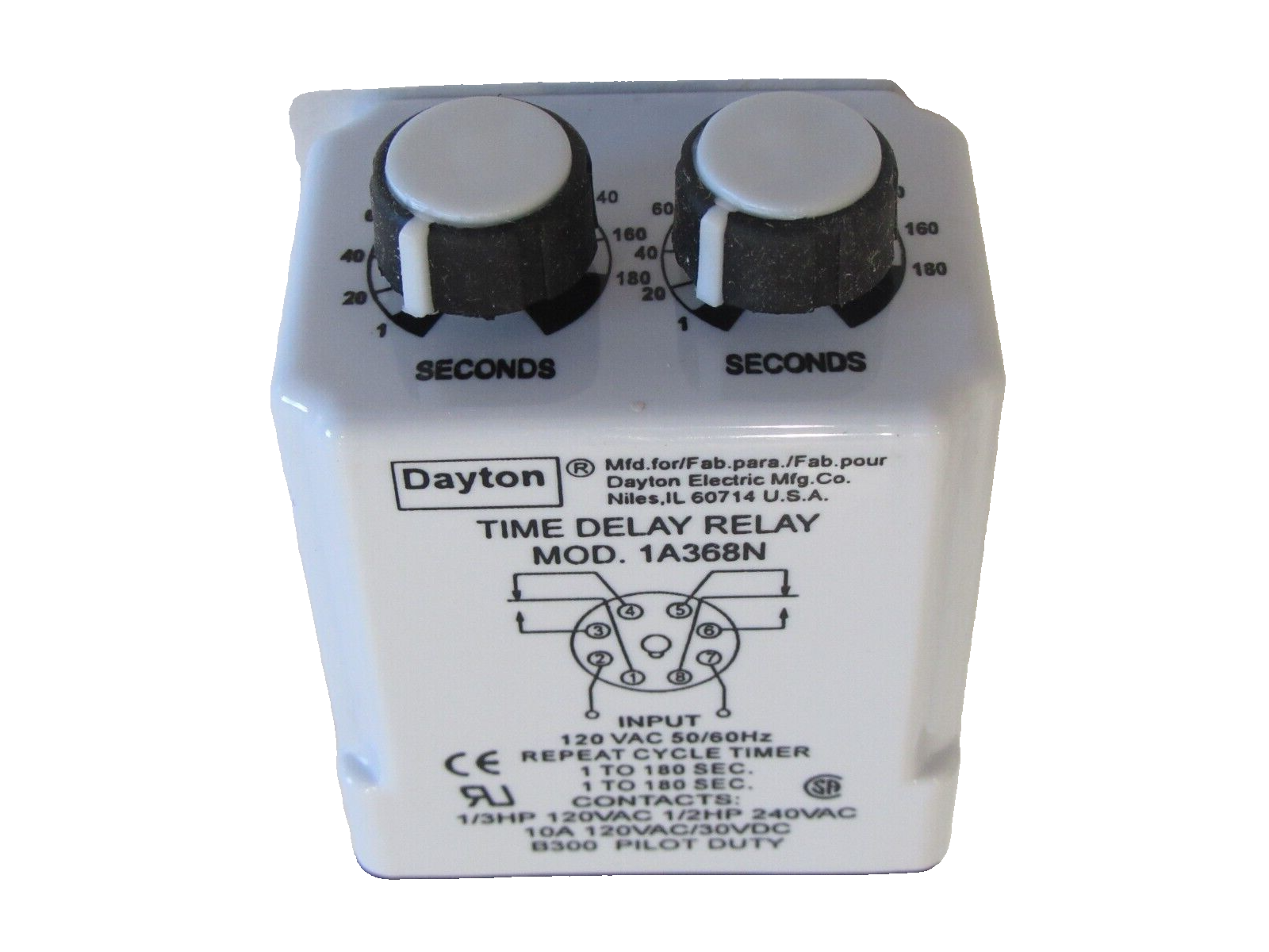 NEW DAYTON 1A368N TIME DELAY RELAY 120VAC 10AMPS - SB Industrial Supply ...