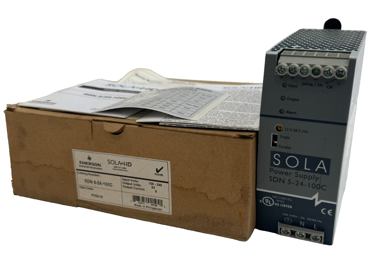 NEW EMERSON SOLA HD SDN 5-24-100C POWER SUPPLY SDN524100C - SB ...