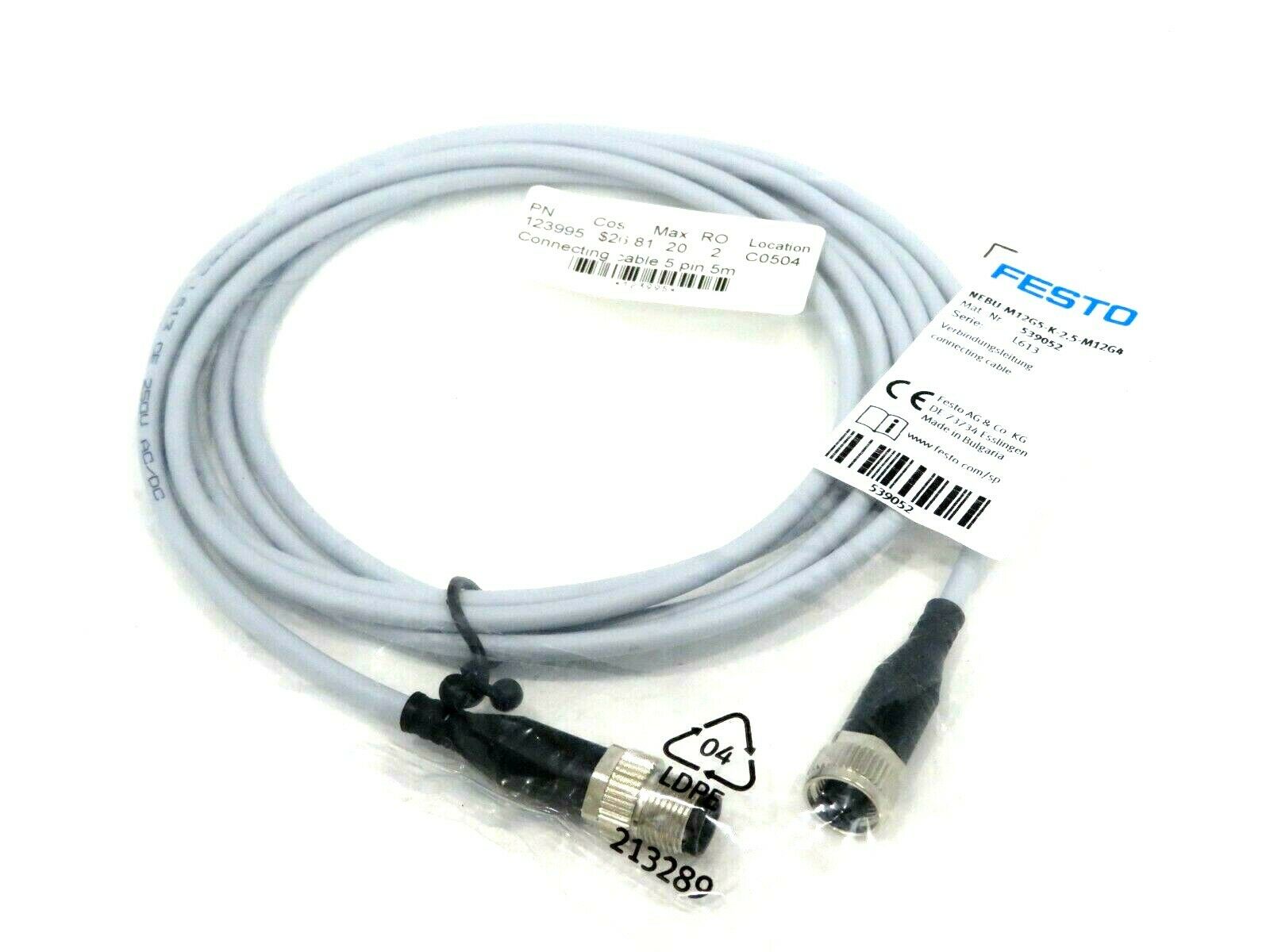 NEW FESTO NEBU-M12G5-K-2.5-M12G4 CONNECTING CABLE NEBUM12G5K25M12G4 ...