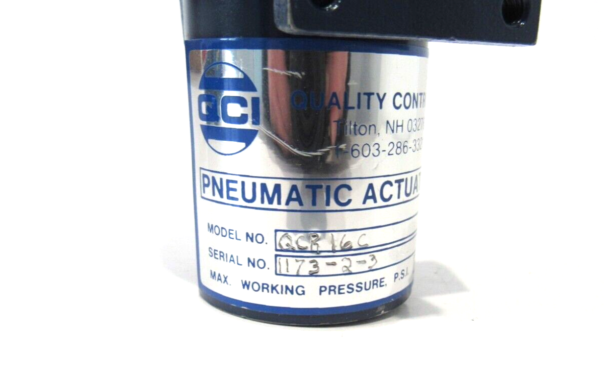 NEW QCI QUALITY CONTROLS QCR16C PNEUMATIC ACTUATOR 125 P.S.I. - SB ...