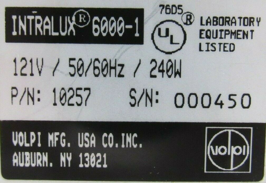 USED VOLPI 6000-1 INTRALUX LIGHT SOURCE 10257 60001 - SB Industrial ...