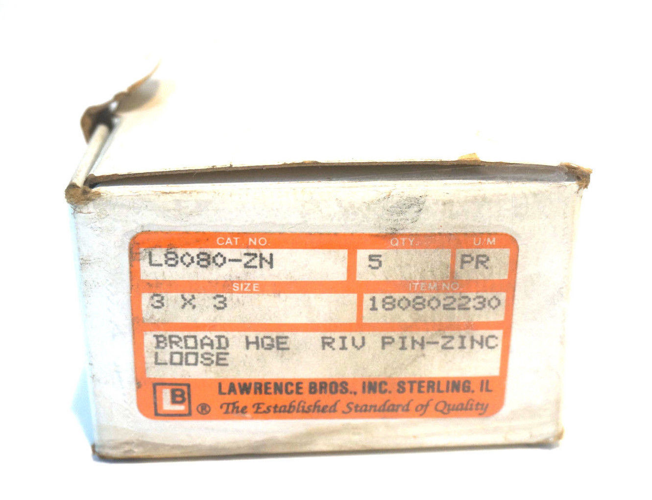 5 NEW LAWRENCE BROS. L808-ZN ZINC PLATED HINGE L808ZN - SB Industrial ...