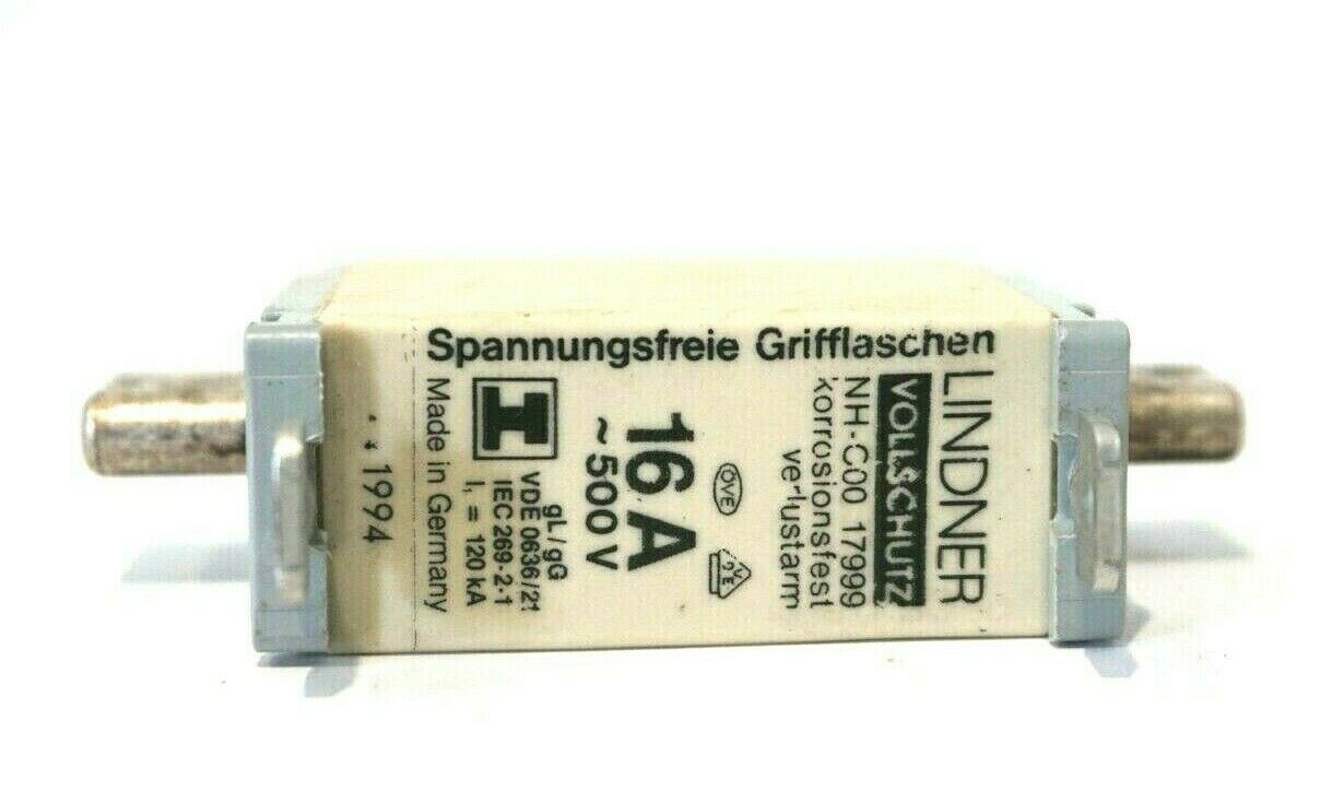 6 USED LINDNER NH-COO FUSES 17999 16A 500V NHCOO - SB Industrial Supply ...