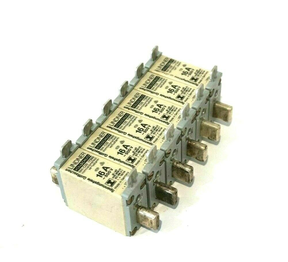 6 USED LINDNER NH-COO FUSES 17999 16A 500V NHCOO - SB Industrial Supply ...