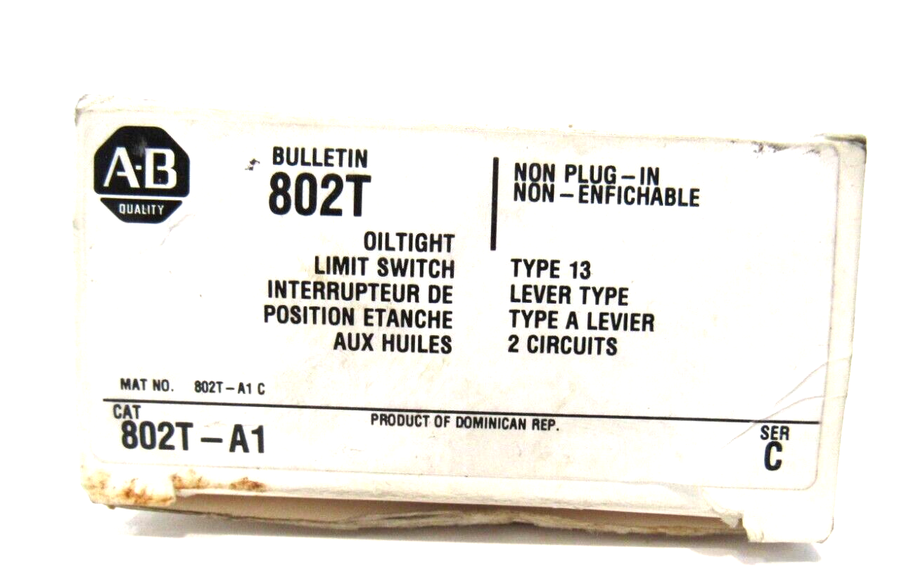 ALLEN BRADLEY 802T-A1 LIMIT SWITCH 802TA1 NEW SURPLUS - SB Industrial ...