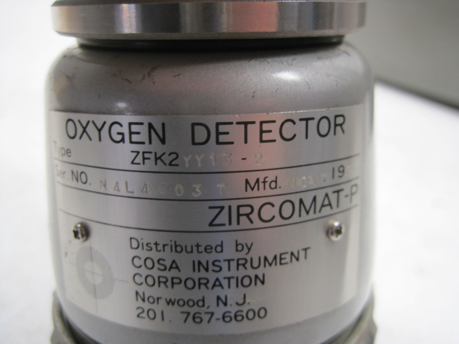 COSA INSTRUMENT ZIRCOMAT ZFK2 YY13-2 OXYGEN DETECTOR UNIT ZFK2YY132 ...