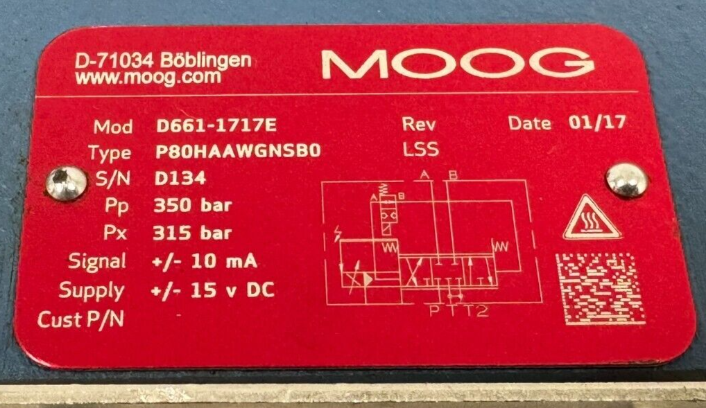 MOOG D661-1717E SERVO VALVE P80HAAWGNSB0 REFURBISHED - SB Industrial ...