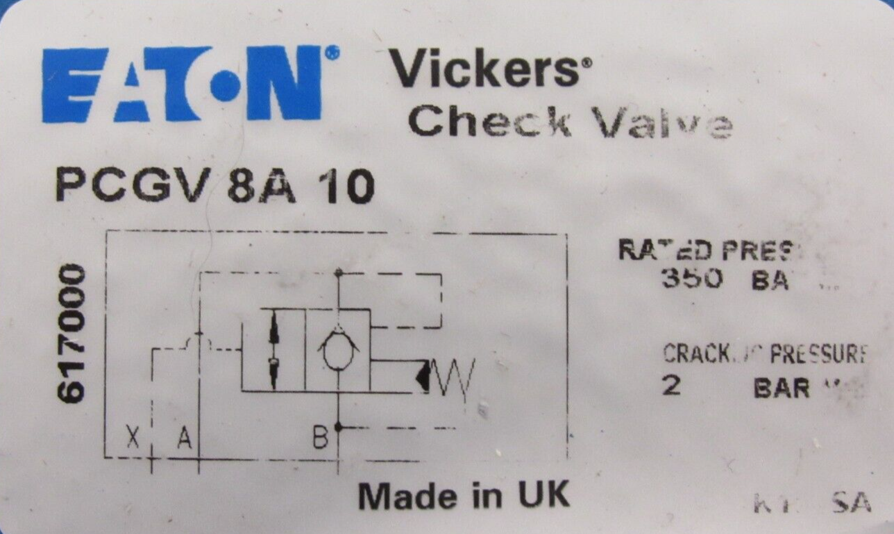NEW EATON VICKERS PCGV-8A-10 CHECK VALVE PCGV8A10 617000 - SB ...