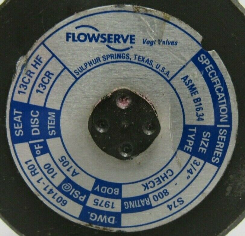 NEW FLOWSERVE 60141-1 R01 CHECK VALVE 3/4"-800 S74 601411 R01 13CR HF ...