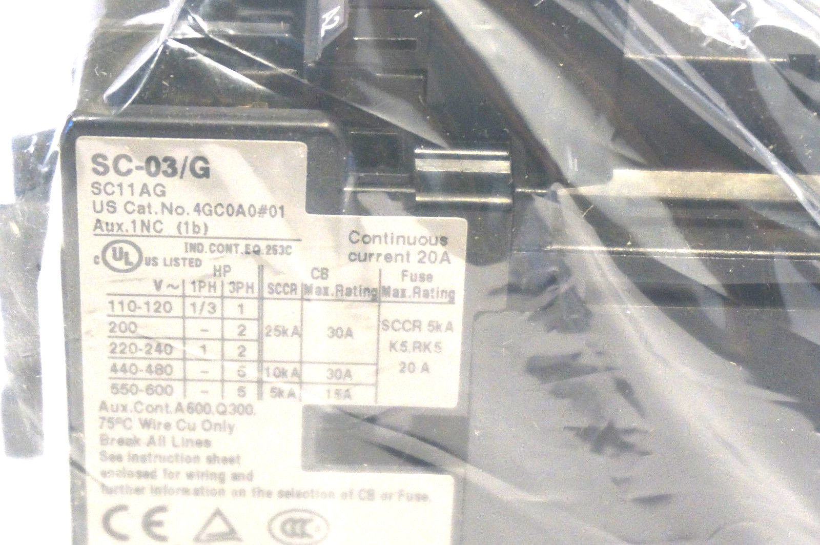 NEW FUJI ELECTRIC SC-03/G CONTACTOR SC03G - SB Industrial Supply, Inc.