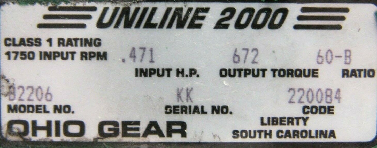 NEW OHIO GEAR B2206 GEAR BOX RATIUO 60-B - SB Industrial Supply, Inc.