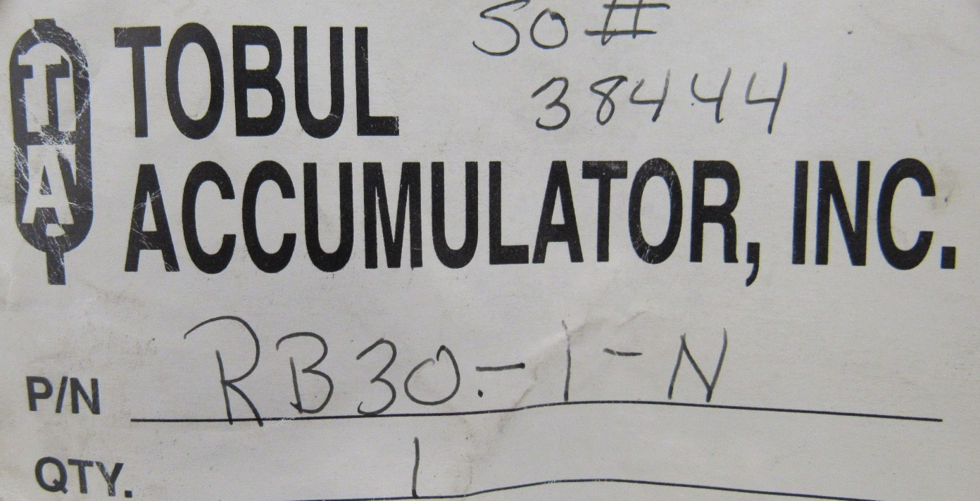 NEW TOBUL RB30-1-N ACCUMULATOR RB301N - SB Industrial Supply, Inc.