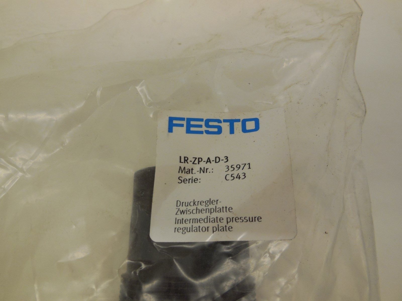 NEW FESTO ELECTRIC LR-ZP-A-D-3 PRESSURE REGULATOR PLATE 35971 LRZPAD3 ...
