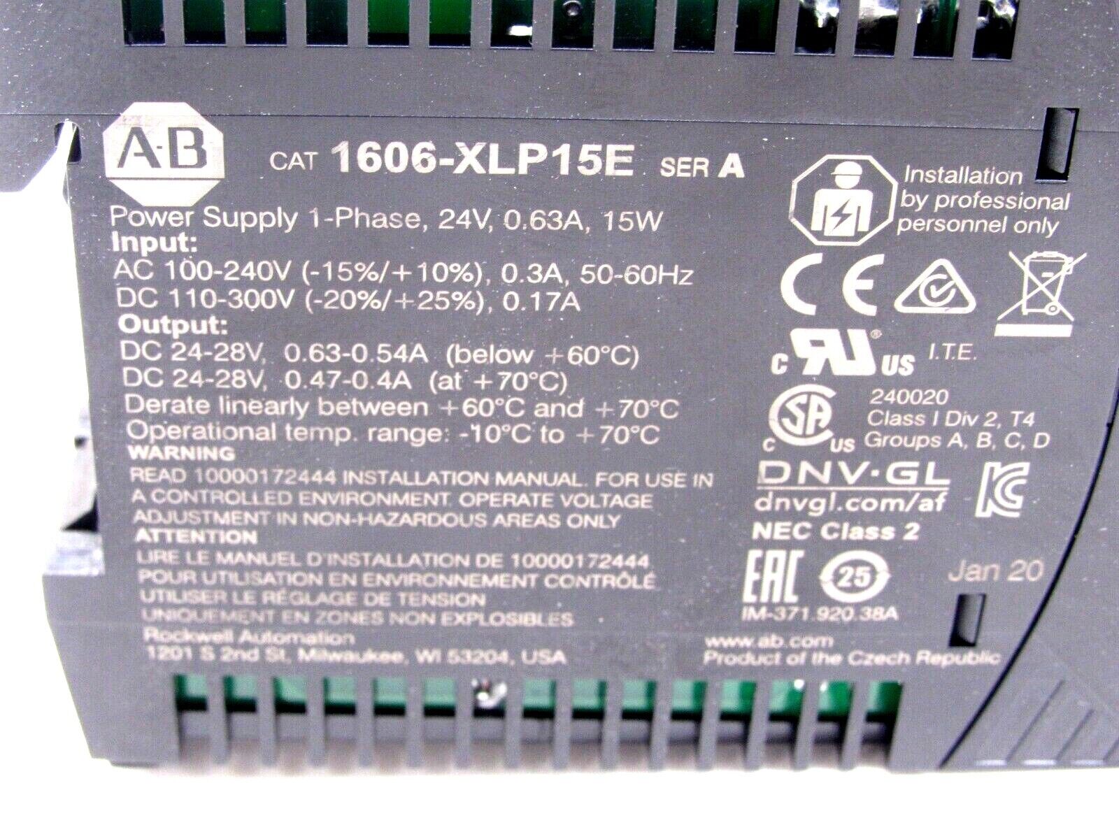 NEW ALLEN BRADLEY 1606-XLP15E POWER SUPPLY SERIES A 1606XLP15E - SB ...
