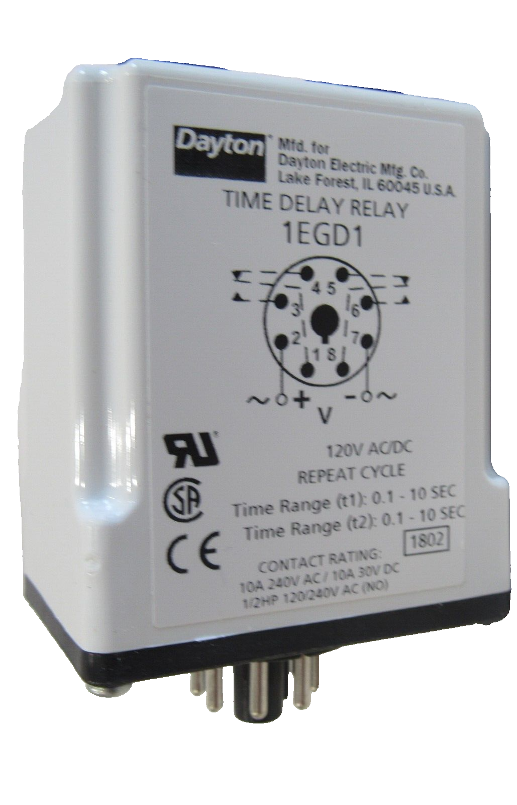 NEW DAYTON 1EGD1 TIME DELAY RELAY 120V - SB Industrial Supply, Inc.