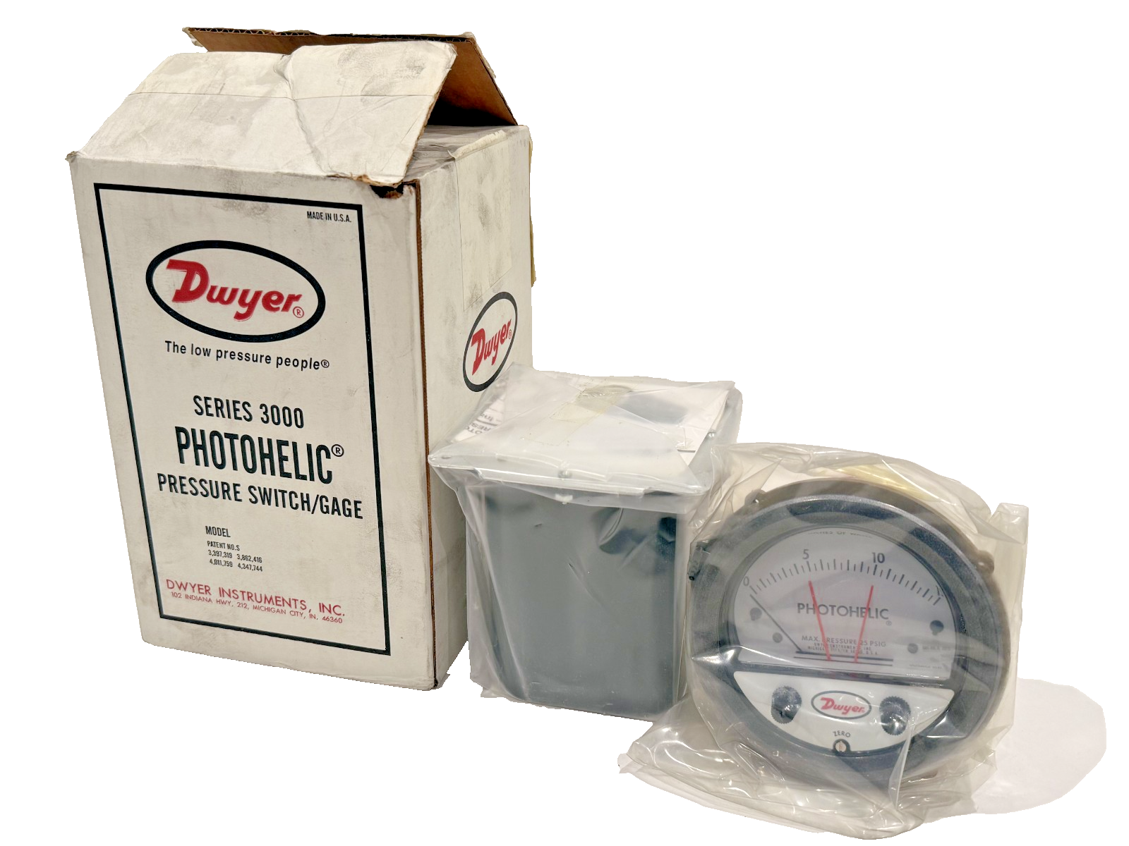 NEW DWYER A3015-RMR PHOTOHELIC PRESSURE GAUGE SWITCH A3015RMR - SB ...