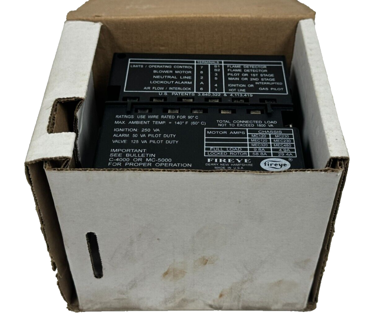 NEW FIREYE MC120 CHASSIS 120V 50/60HZ ( NO COVER ) - SB Industrial ...