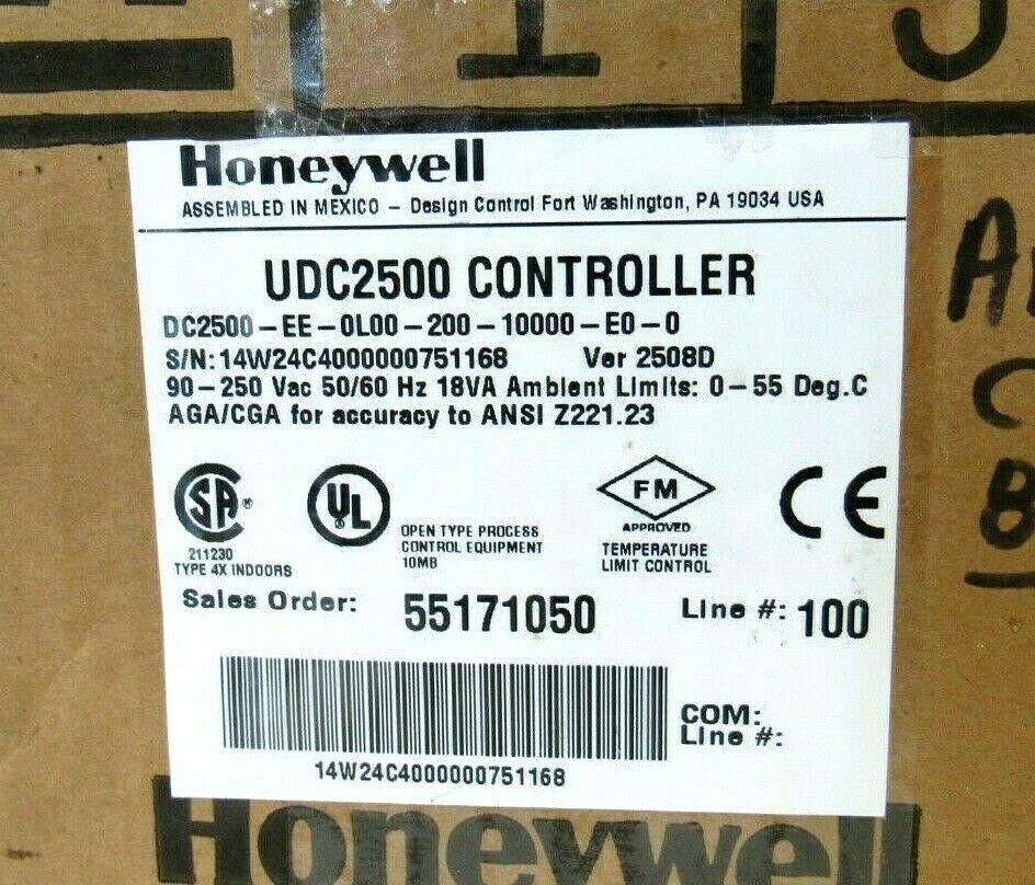 NEW HONEYWELL DC2500-EE-0L00-200-10000-E0-0 UDC2500 CONTROLLER - SB ...