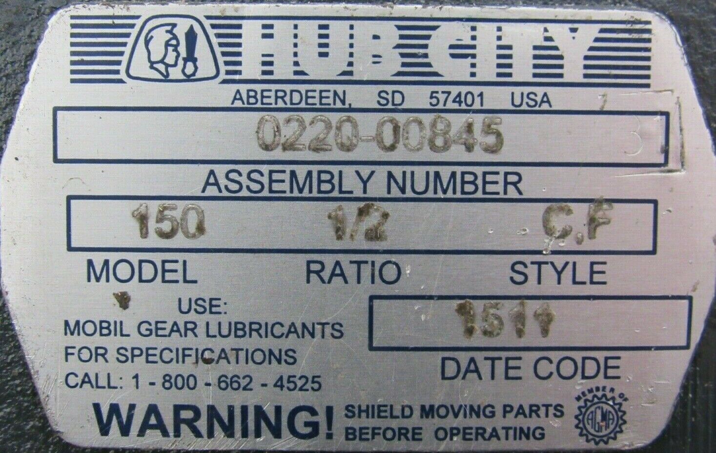 NEW HUB CITY 0220-00845 GEAR REDUCER 1:2 022000845 - SB Industrial ...